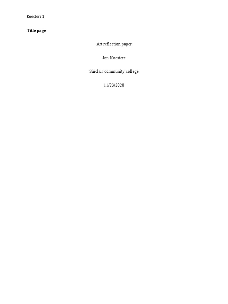 Art Reflection Paper | Download Free PDF | Idea | Reality