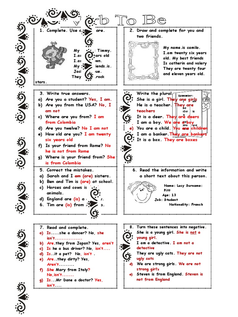 Verb-To-Be-Workshop 1 | PDF