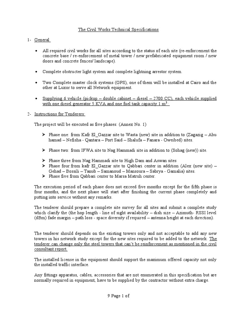 The Civil Works Technical Specifications | PDF | Specification ...