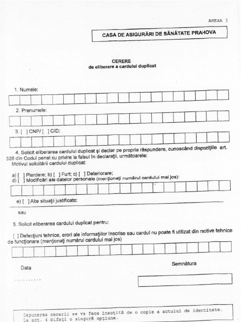 Cerere Eliberare Card Duplicat | PDF