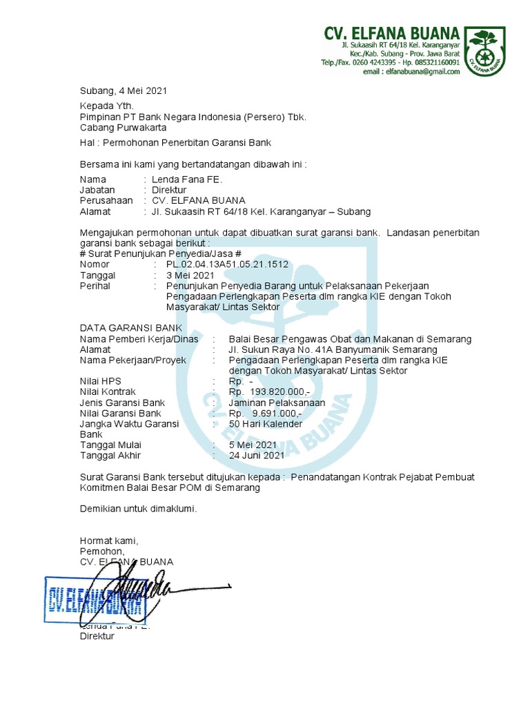 Perm Garansi Bank Bni | PDF