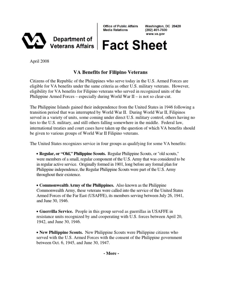 VA Benefits For Filipino Veterans: Commonwealth Army of The Philippines ...