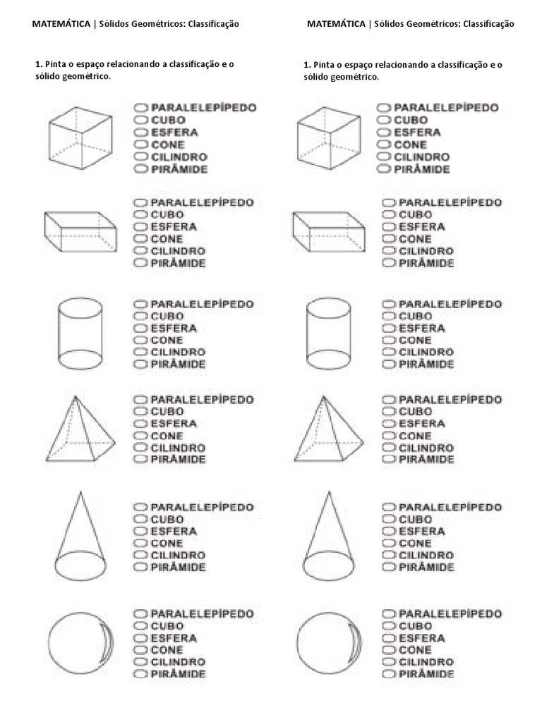 Exercícios - Sólidos Geométricos | PDF