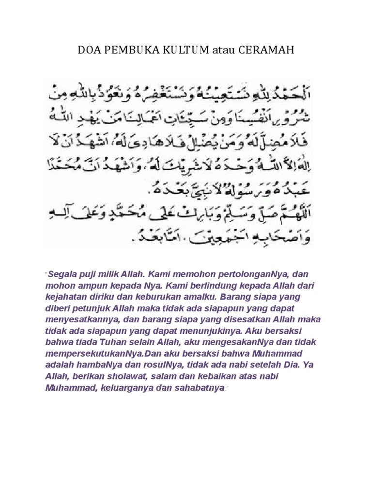 Doa Pembuka untuk Kultum dan Ceramah | PDF