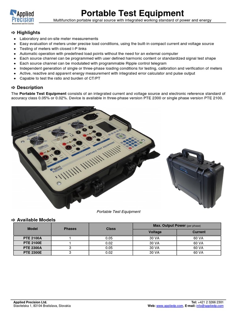 Portable Test Equipment: Highlights | PDF | Power Supply | Phase (Waves)