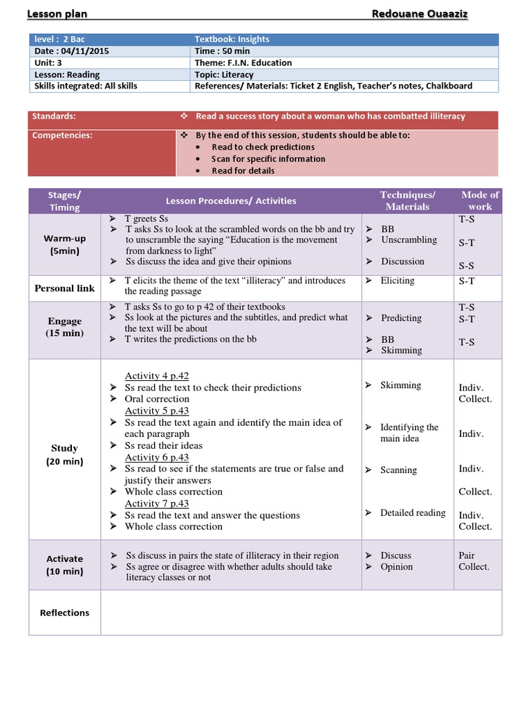 2 Bac Education Reading | PDF | Speed Reading | Literacy