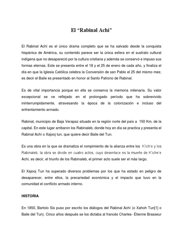 Rabinal Achí | PDF | Pueblos mayas | Pueblos indígenas de América Central