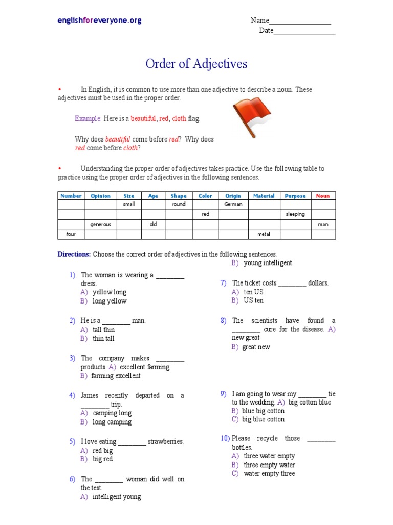 The Proper Order of Adjectives: A Guide to Using Multiple Adjectives ...