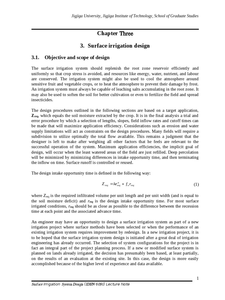 Surface Irrigation System Design Guide | PDF | Irrigation | Soil