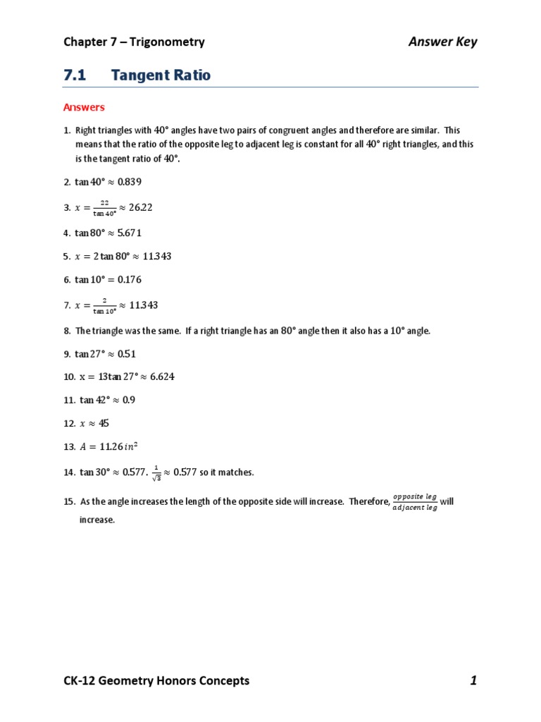 Trigonometry Chapter 7 Answer Key | PDF | Trigonometric Functions | Sine