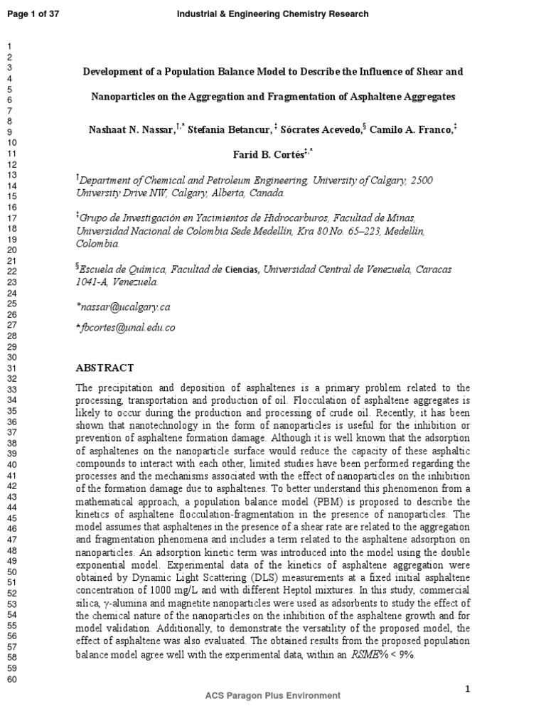 Modeling the Influence of Nanoparticles and Shear on Asphaltene ...
