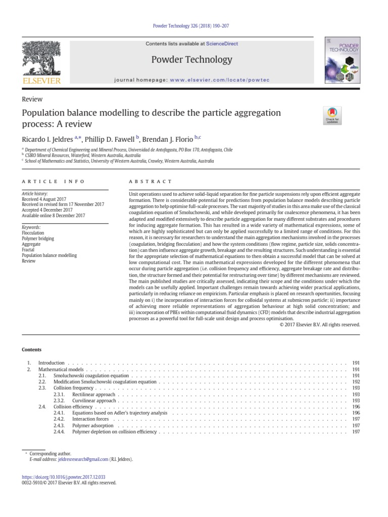 Population Balance Modelling To Describe The Particle Aggregation Process: A Review | PDF ...