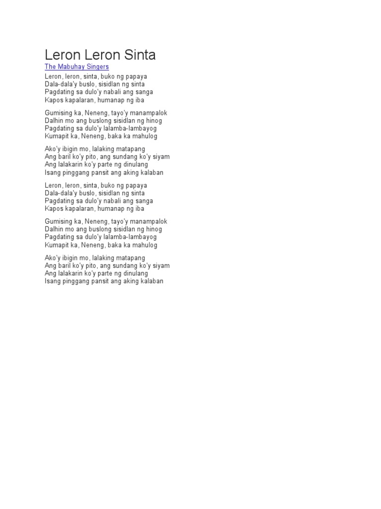 Leron Leron Sinta Lyrics