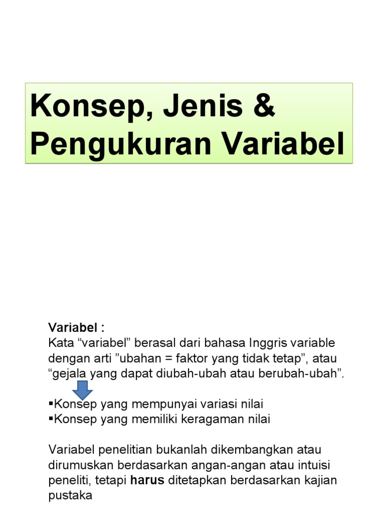 Konsep Jenis Dan Pengukuran Variabel | PDF | Karier & Perkembangan
