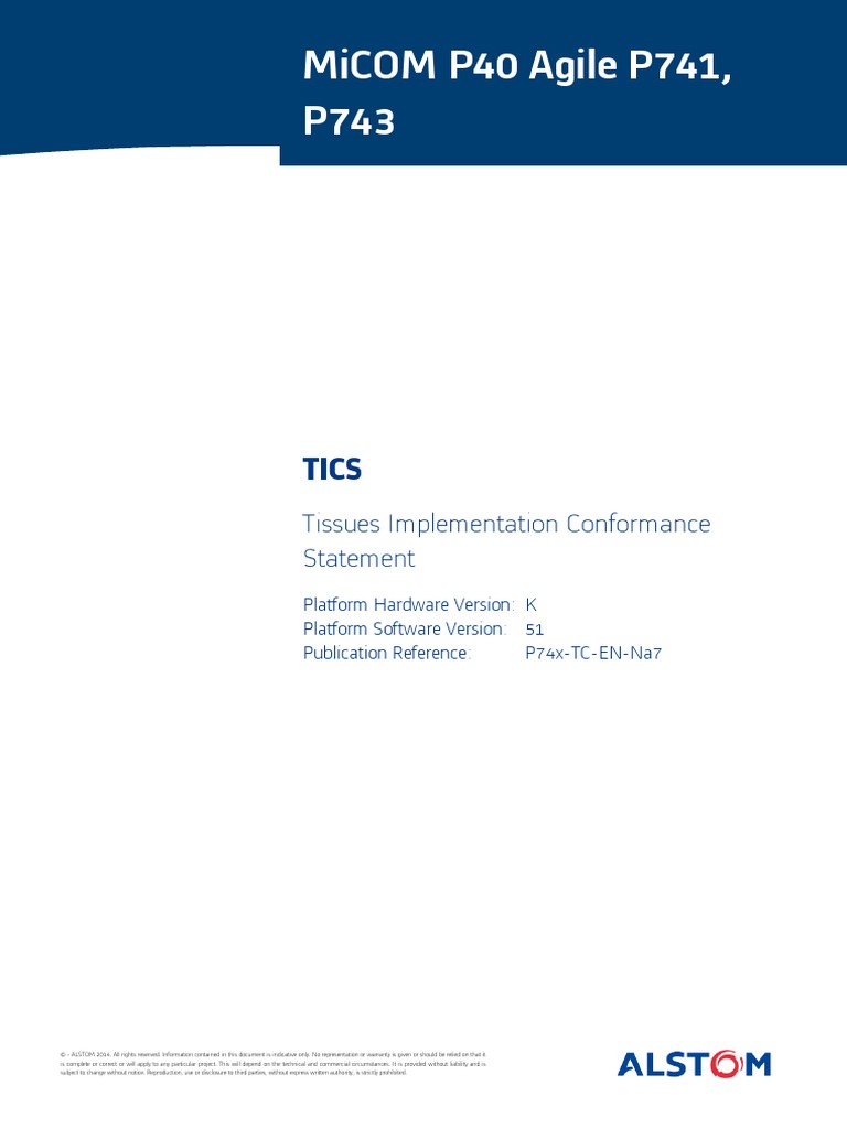 Micom P40 Agile P741, P743: Tissues Implementation Conformance ...