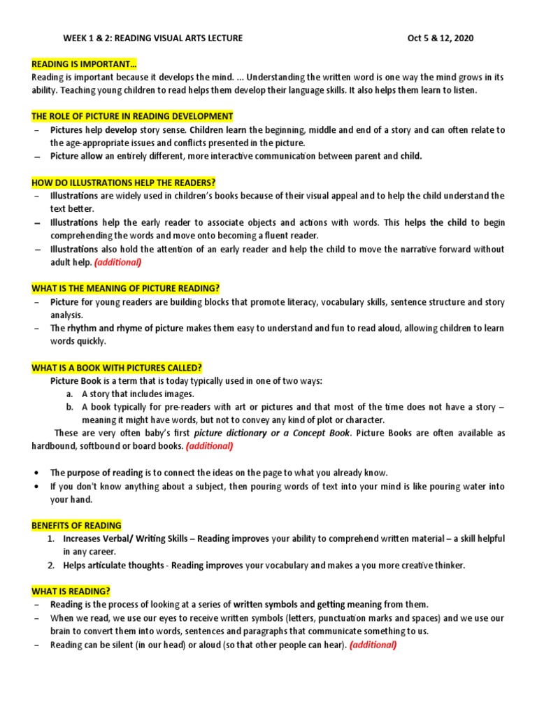 Understanding Visual Arts in Reading | PDF | Learning To Read | Reading ...