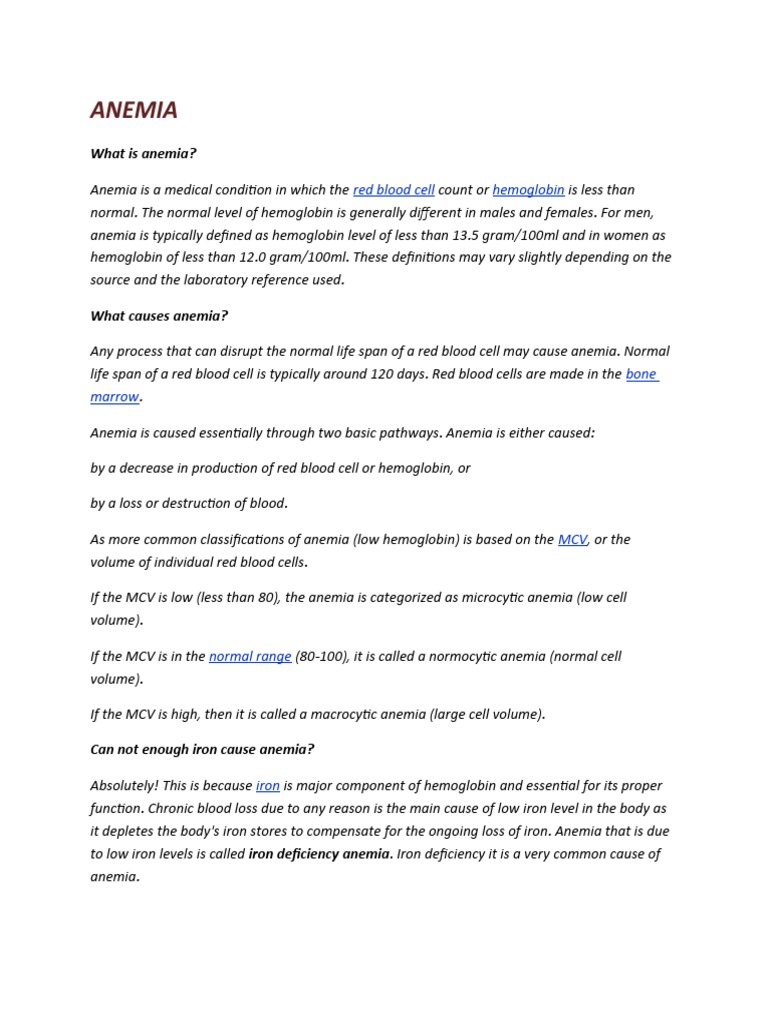 A Comprehensive Overview of Anemia: Causes, Symptoms, Diagnosis and ...