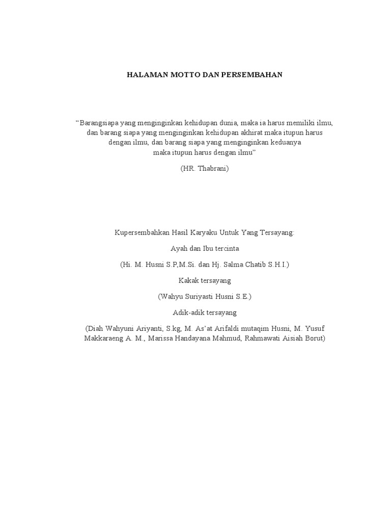 Halaman Motto Dan Persembahan | PDF