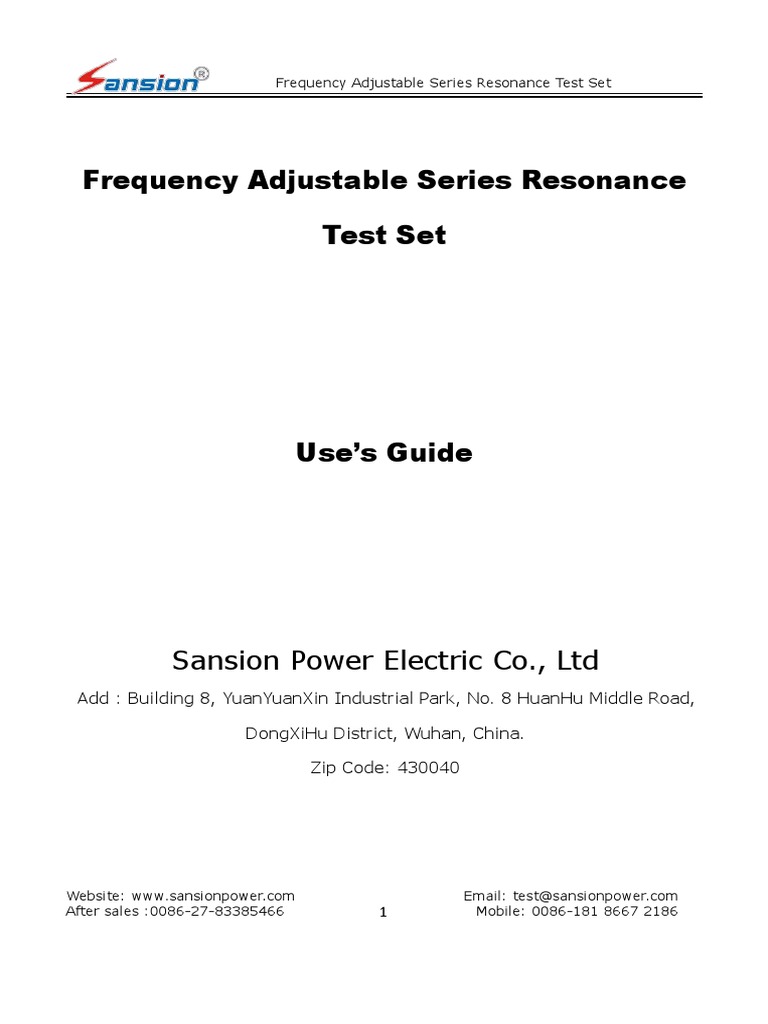 SXBP-Frequency Adjustable Series Resonance Test Set | PDF | Transformer ...