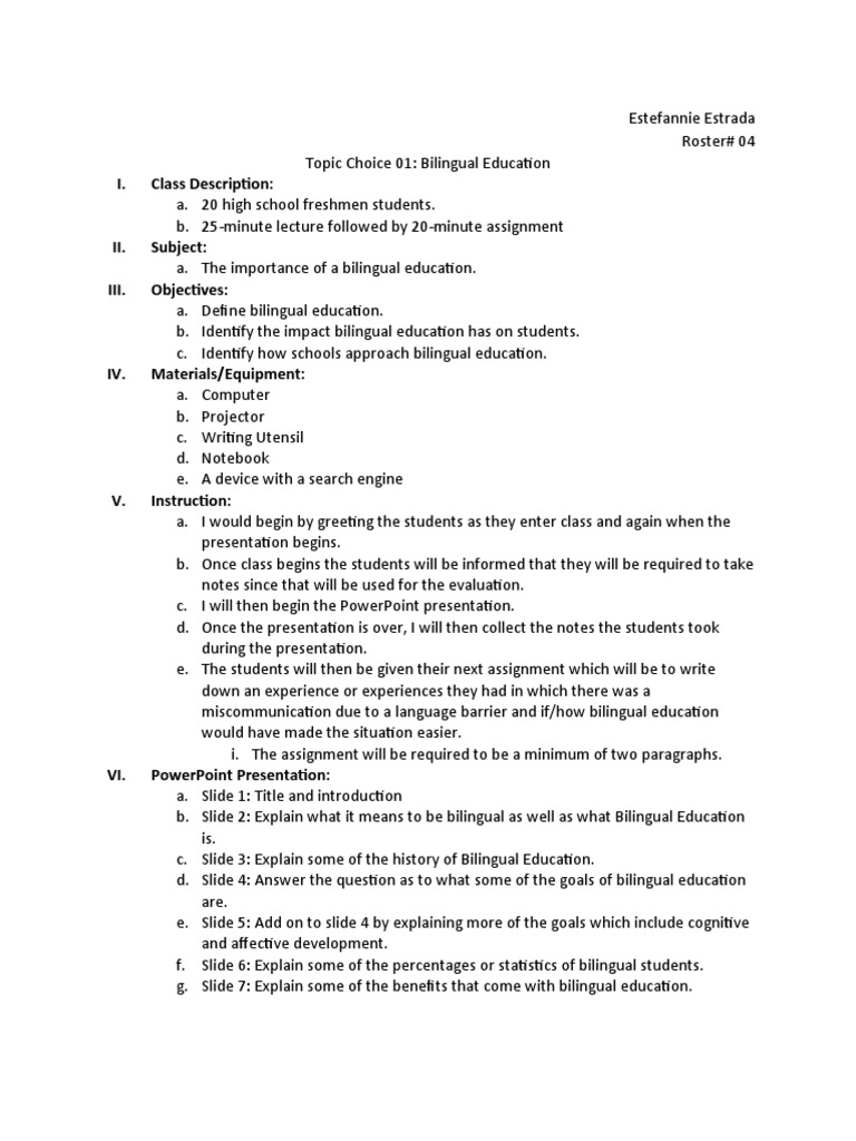Bilingual Education Lesson Plan | Download Free PDF | Microsoft Power ...