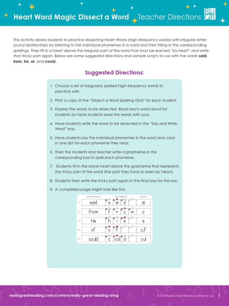 Heart Word Magic Dissect A Word | PDF | Phoneme | Notation