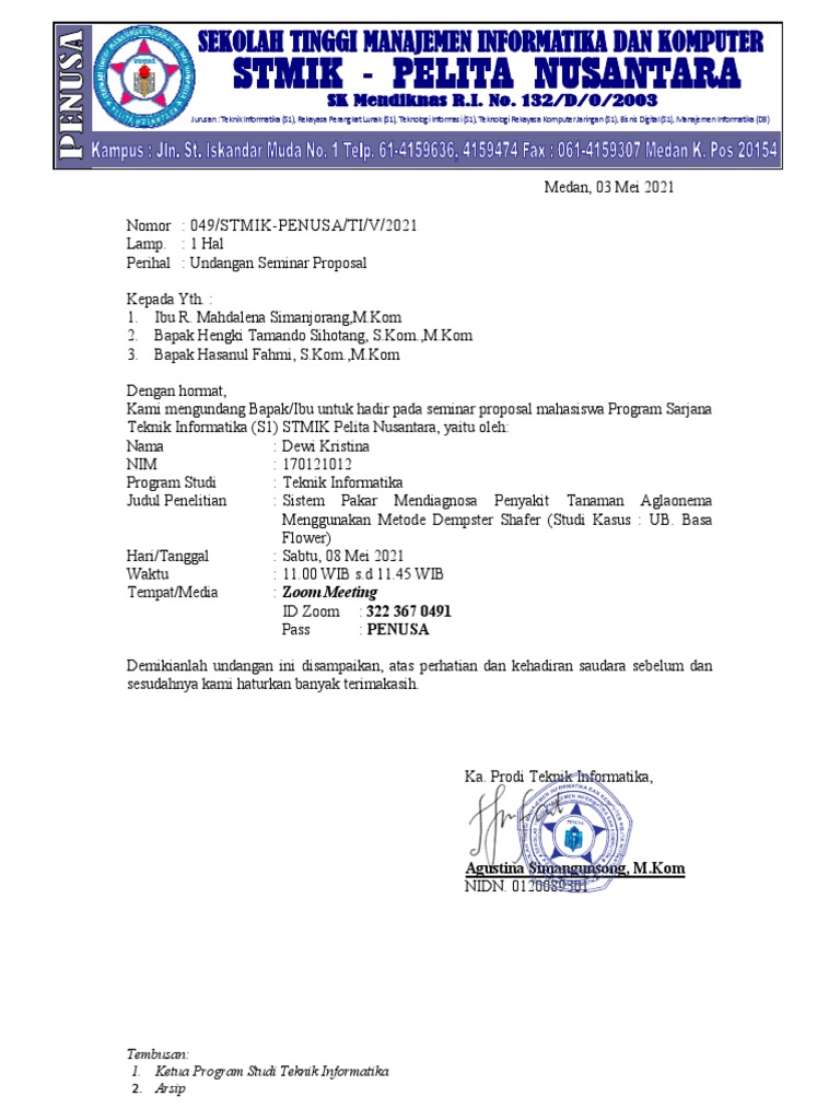 SURAT Undangan Sempro Ok | PDF