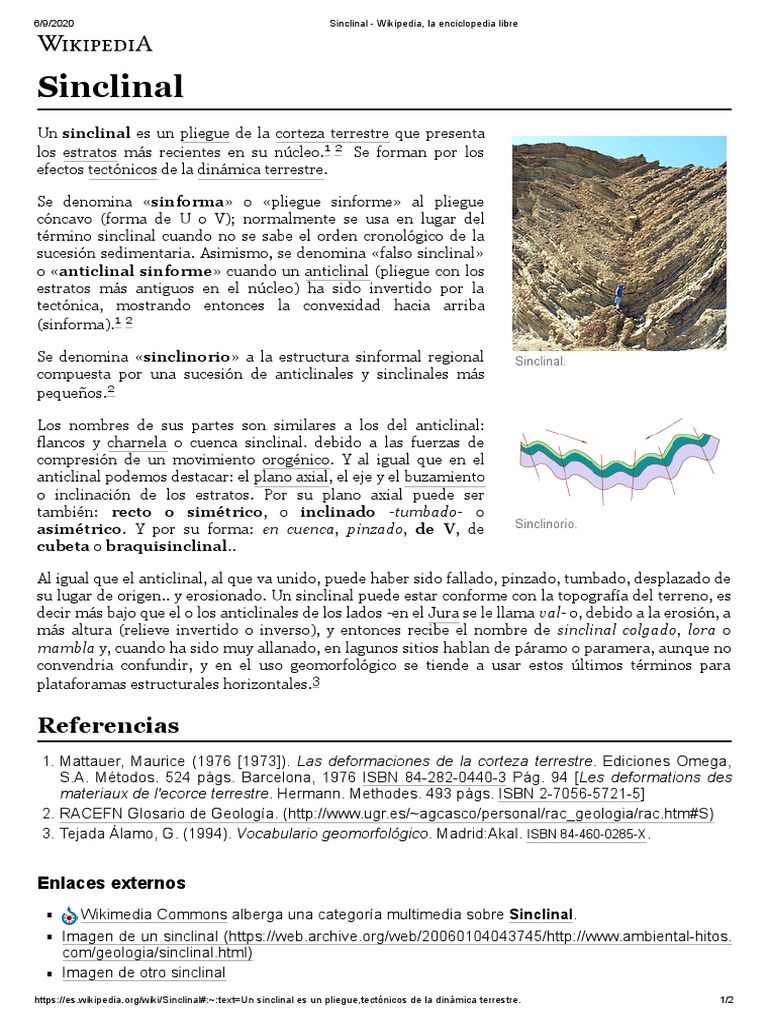 005 - Sinclinal - Wikipedia | PDF | Geología estructural | Geología