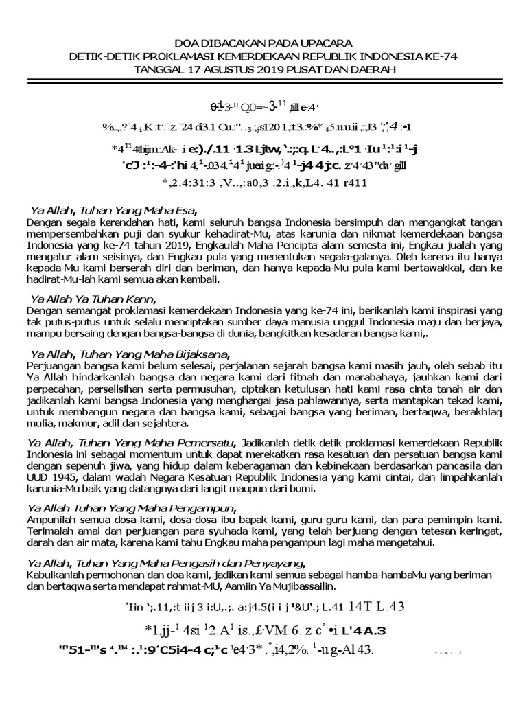 Naskah Doa Peringatan HUT Ke-74 Kemerdekaan Republik Indonesia | PDF
