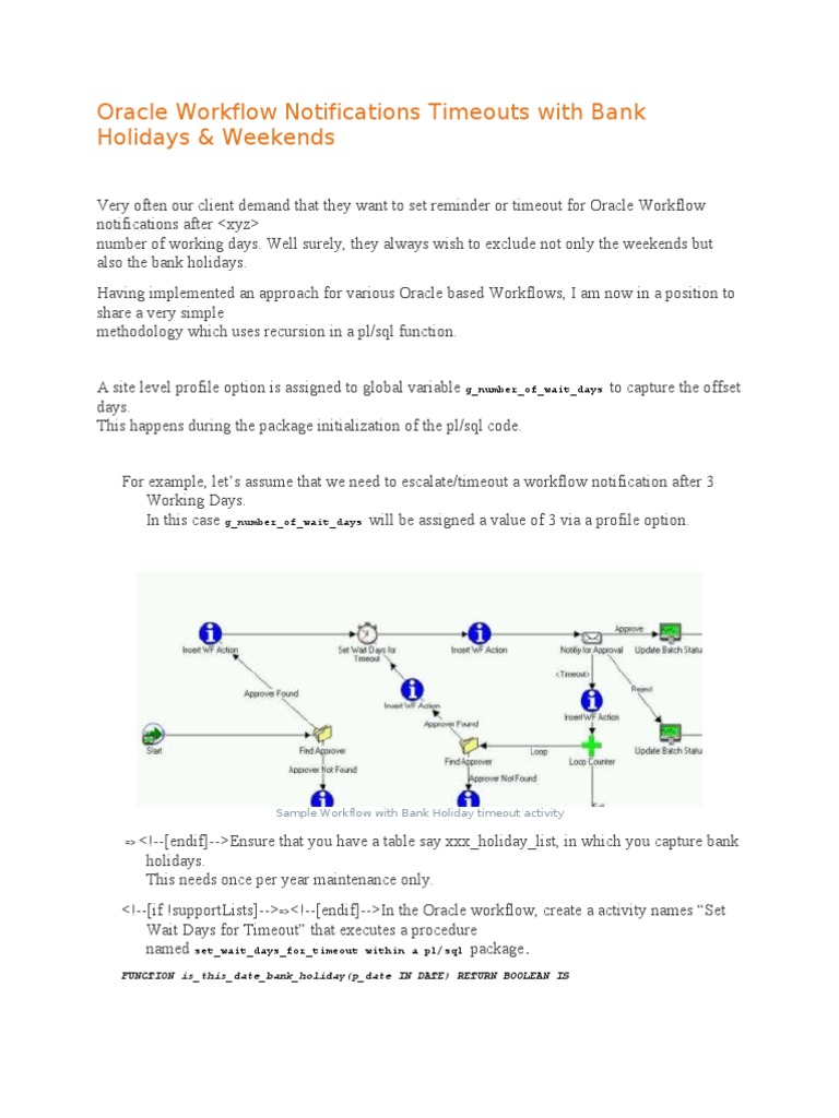 Oracle Workflow Notifications Timeouts With Bank Holidays | PDF | Pl ...