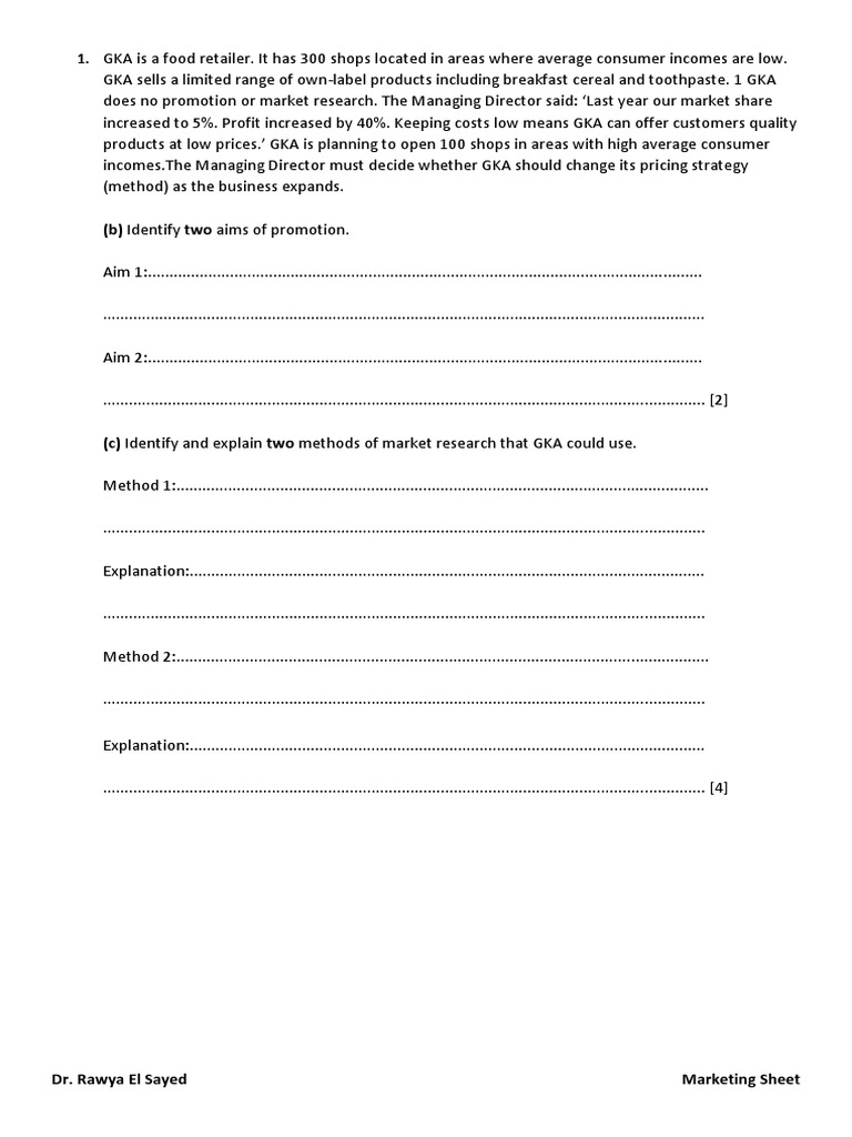 Marketing Sheet | PDF | Retail | Pricing