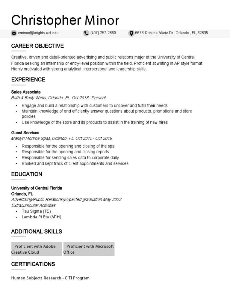 Christopher Minor Resume | PDF