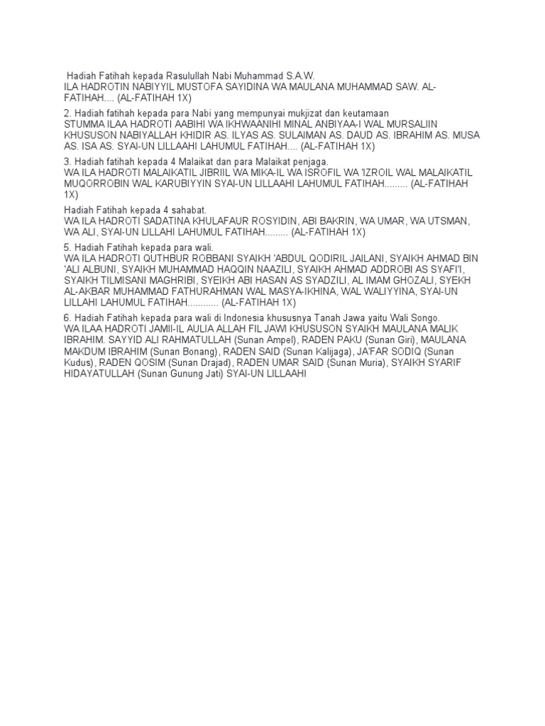 Hadiah Fatihah Kepada Rasulullah Nabi Muhammad S | PDF | Perjalanan ...