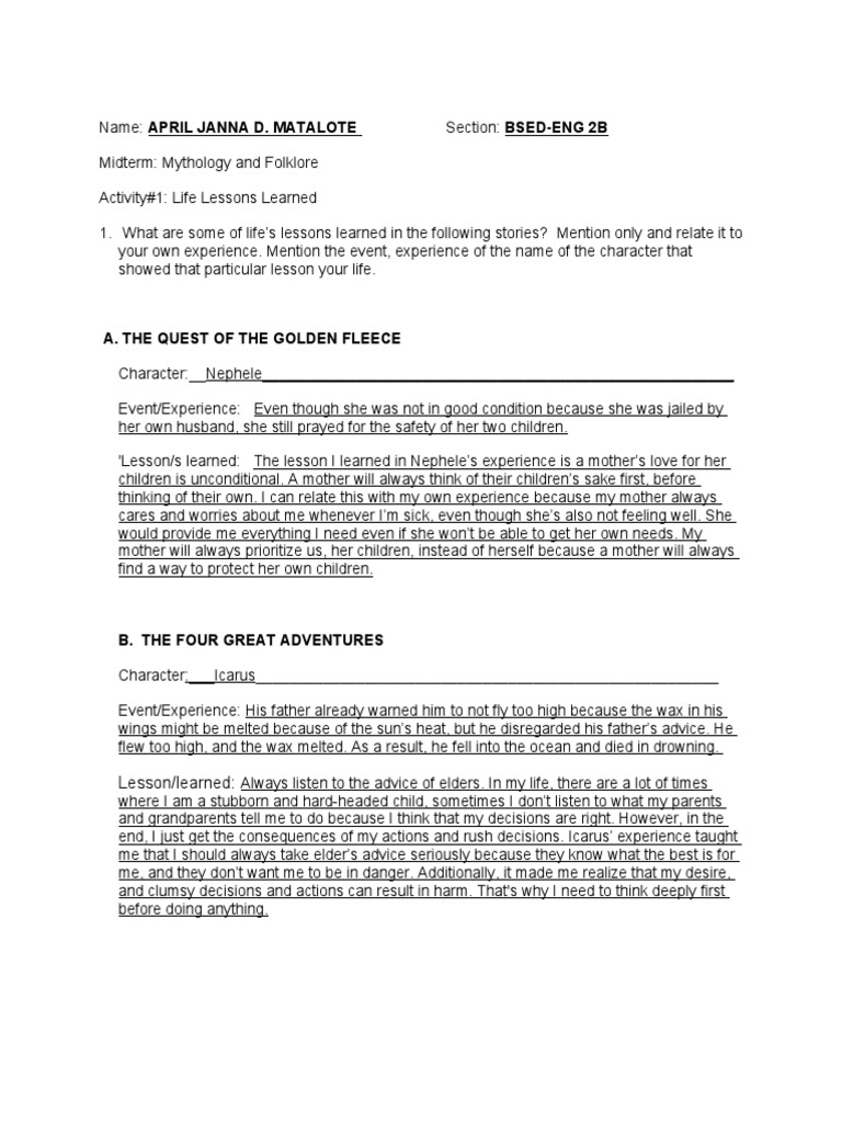 A. The Quest of The Golden Fleece: Lesson/learned | PDF | Theseus