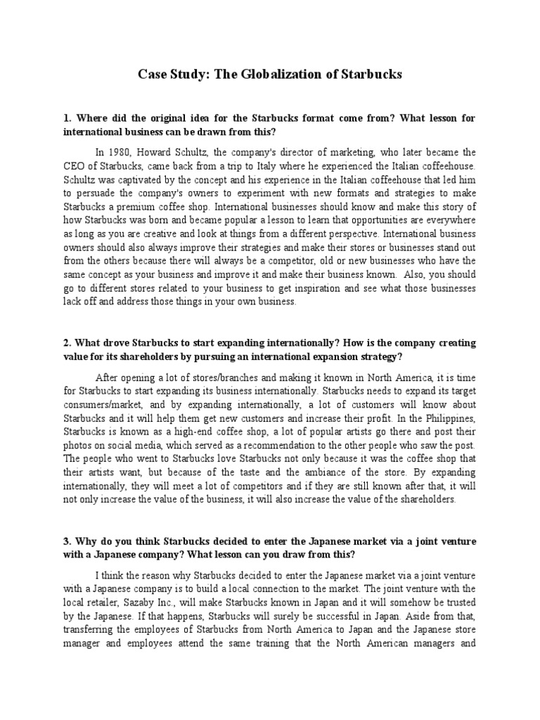 Case Study: The Globalization of Starbucks | PDF | Fair Trade | Starbucks
