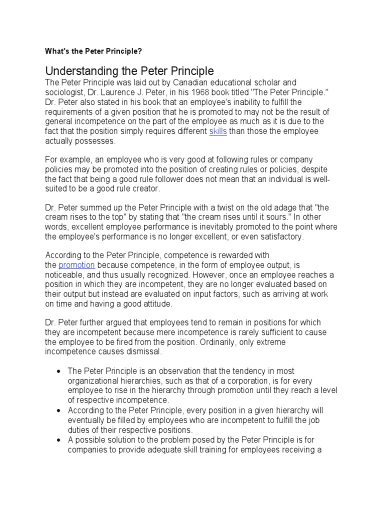 What Is Peter Principle | PDF | Business | Psychology