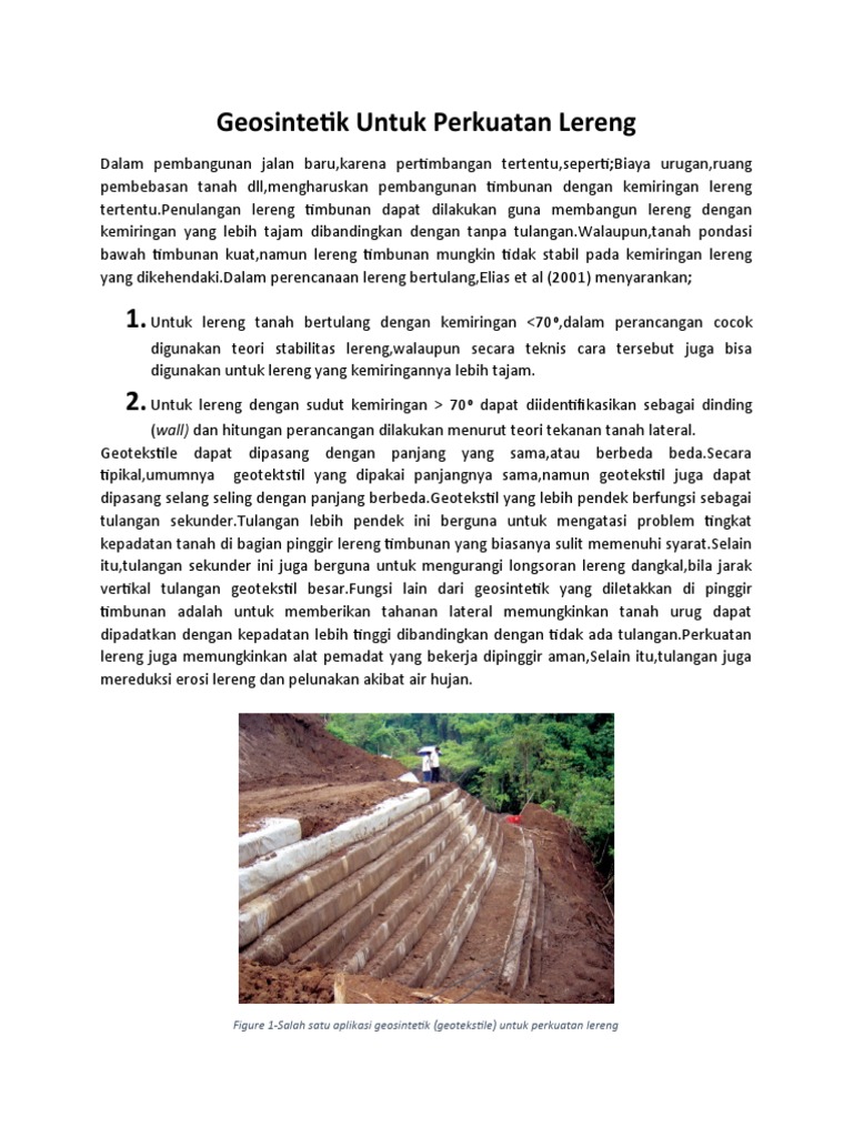 Geosintetik Untuk Perkuatan Lereng | PDF