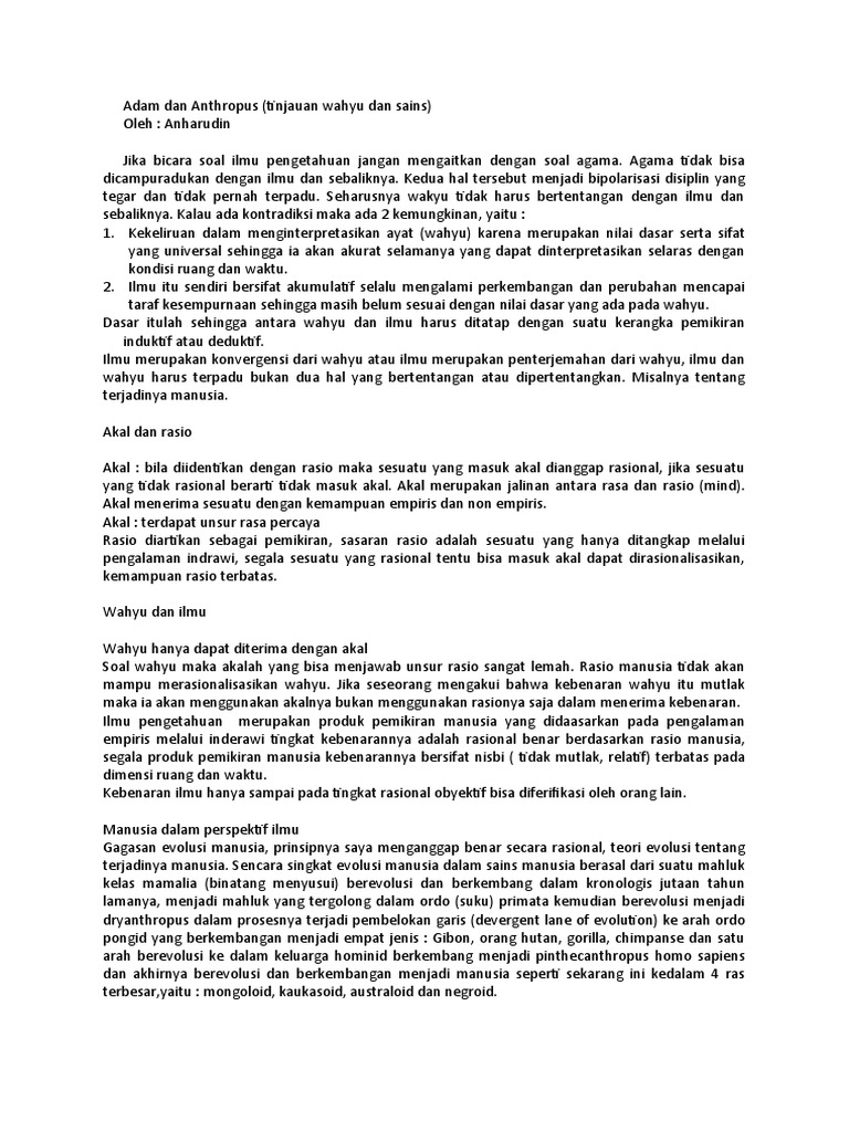 Adam Dan Anthropus | PDF