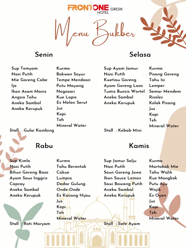 Menu Bukber Mingguan Beragam Hidangan | PDF