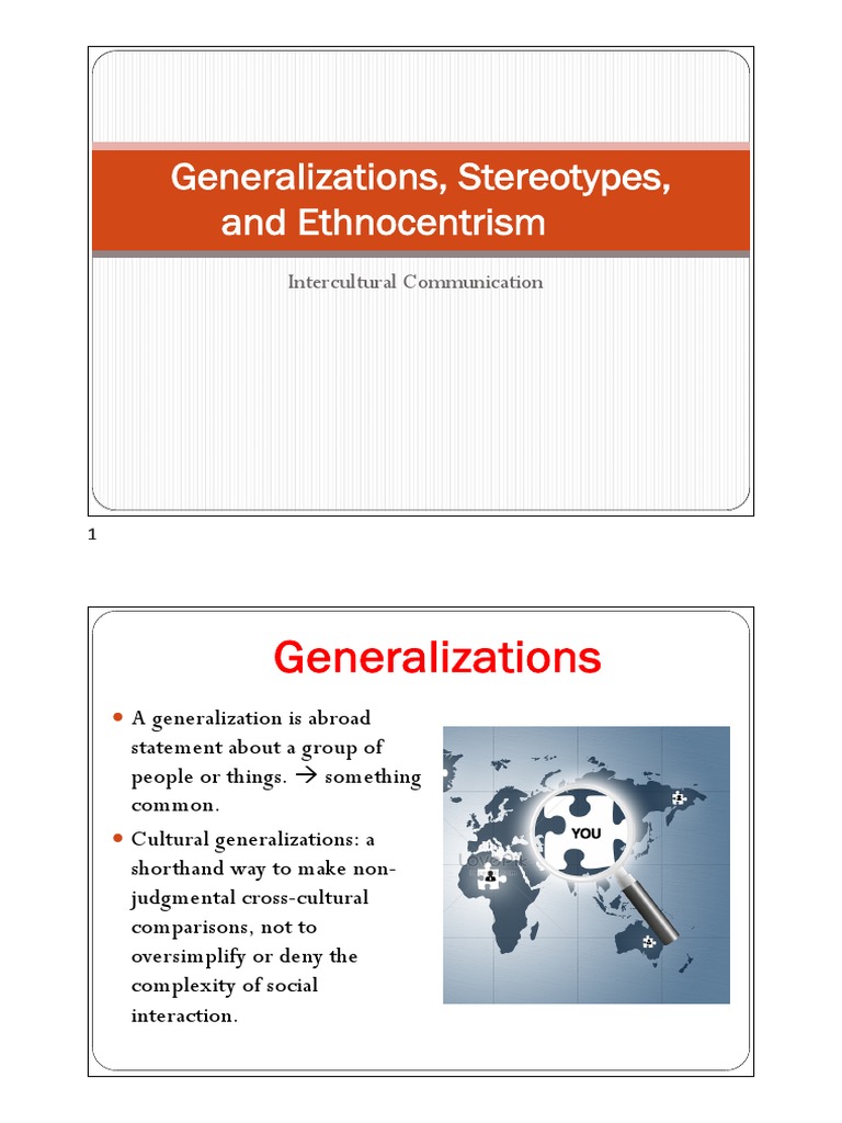 Generalizations, Stereotypes, and Ethnocentrism | PDF | Stereotypes ...