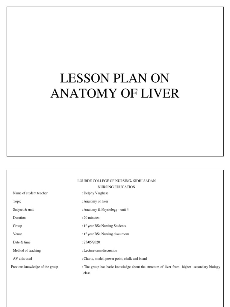 Lesson Plan - Anatomy of Liver23 | PDF | Liver | Anatomy