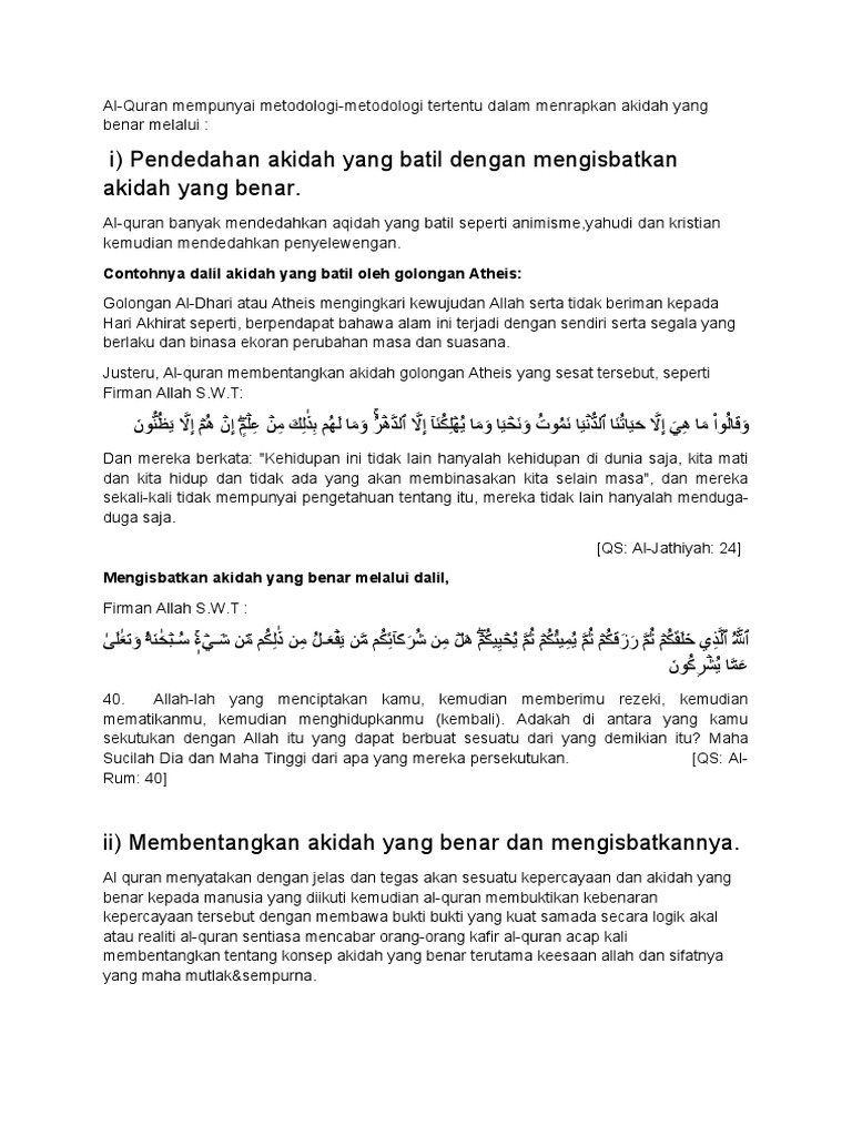 Aqidah Yang Batil Dan Akidah Yang Benar | PDF