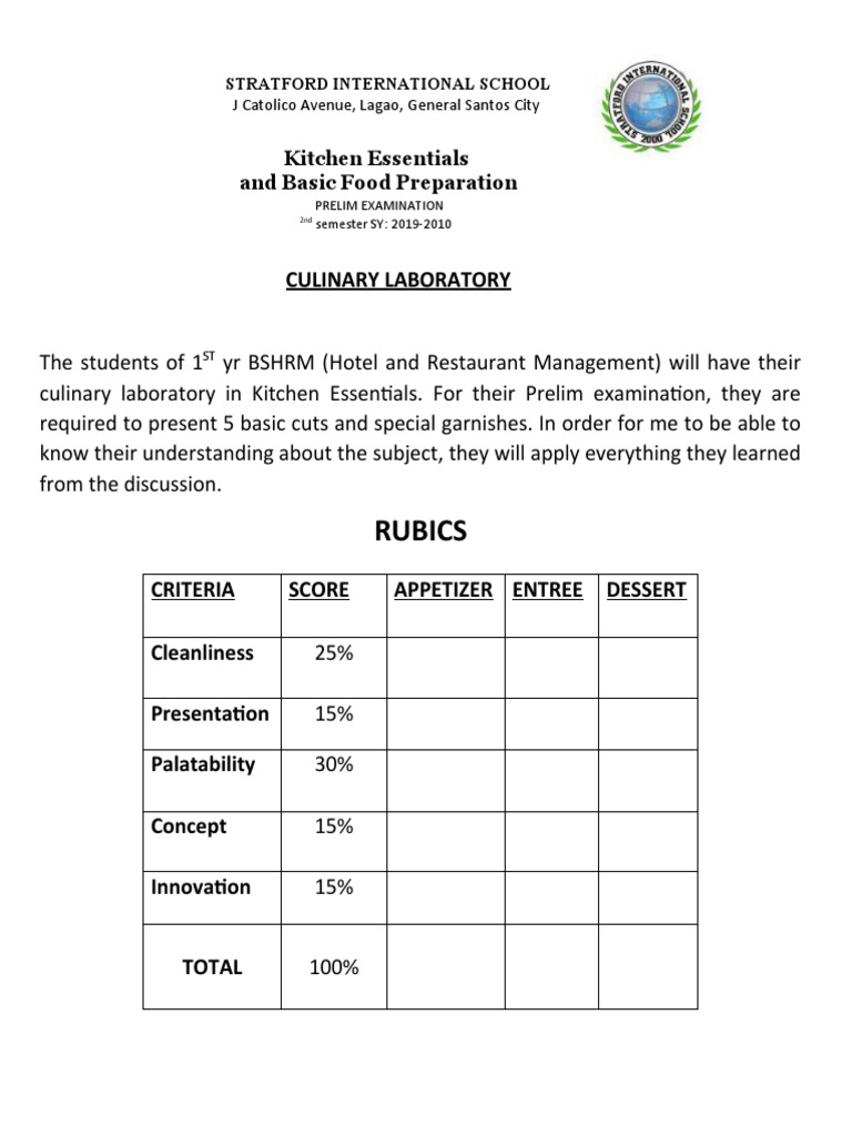 Kitchen Essentials and Basic Food Preparation | PDF