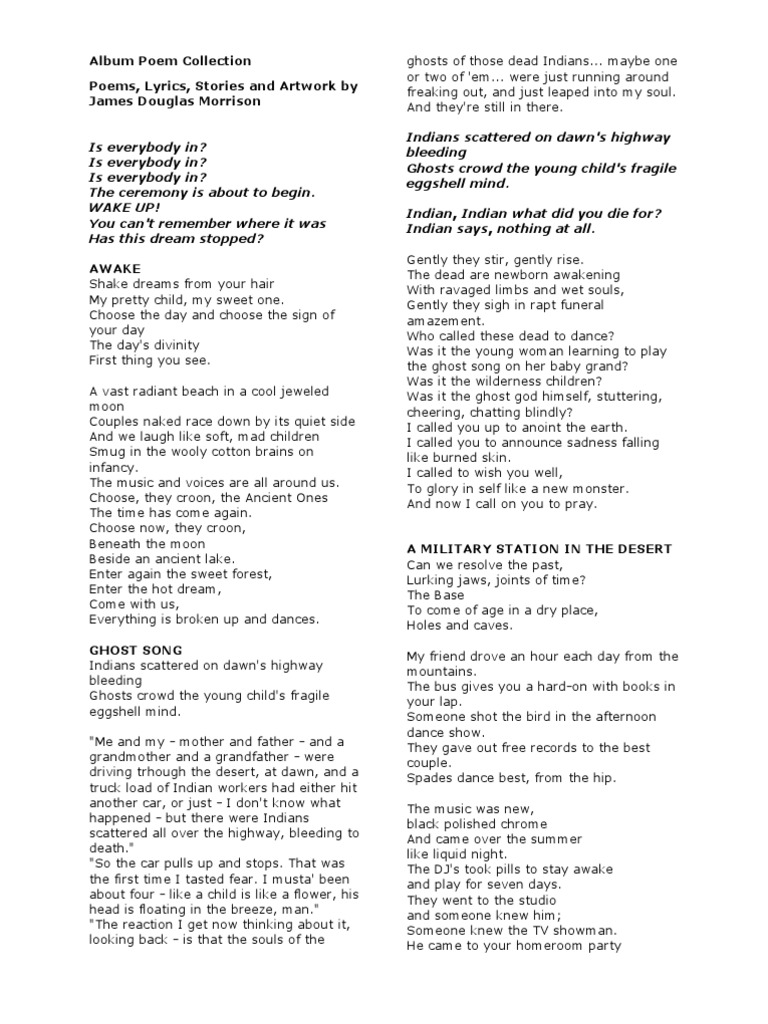 Jim Morrison - Album Poem Collection | PDF