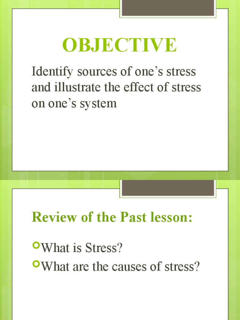 Objective: Identify Sources of One's Stress and Illustrate The Effect ...