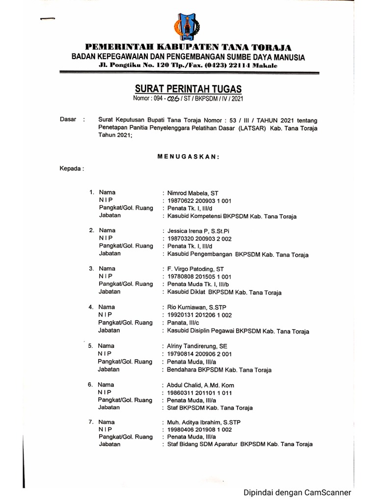 Surat Tugas Panitia | PDF