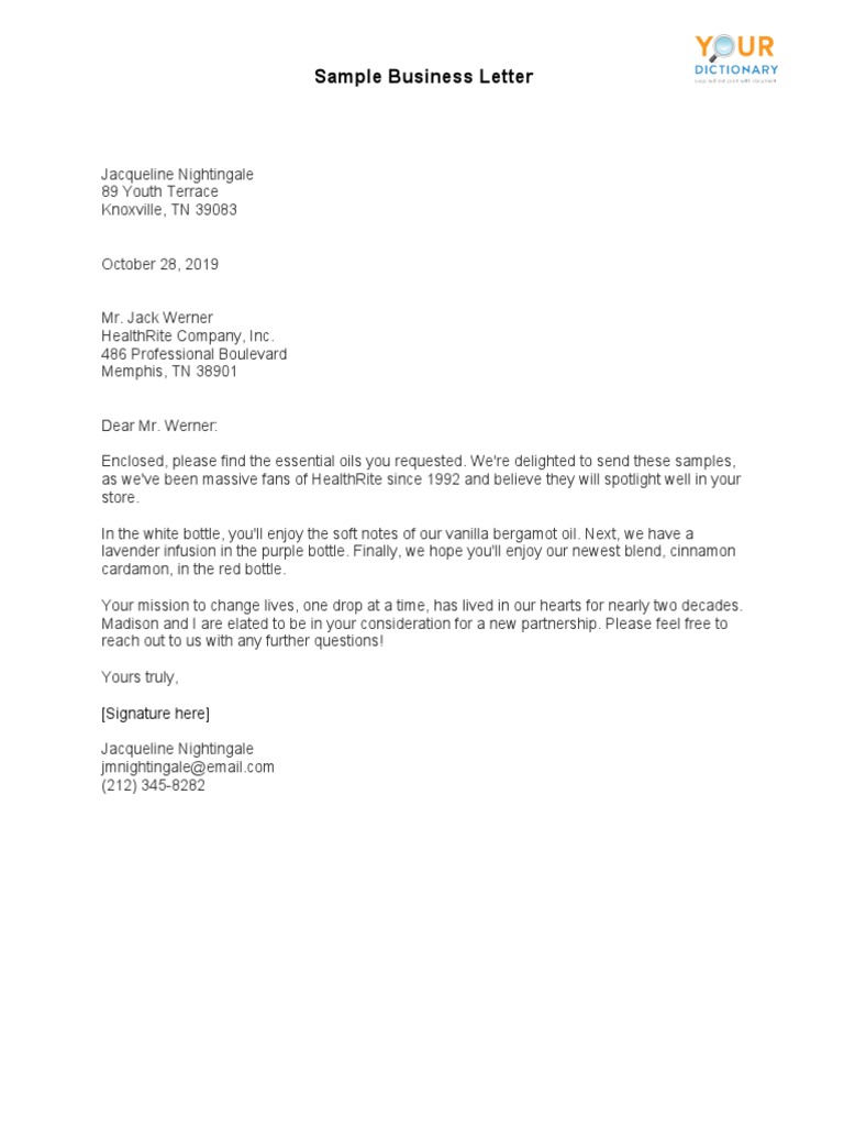Sample Business Letter for Essential Oils | PDF | Cooking, Food & Wine ...