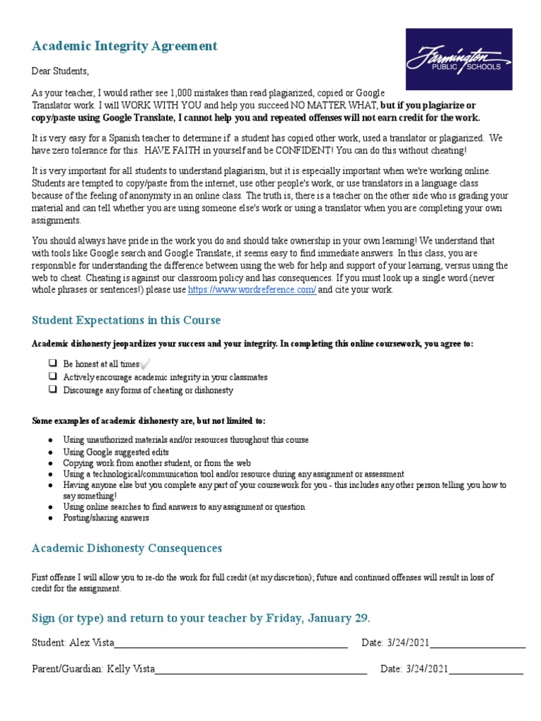 Academic Integrity for Students | PDF | Plagiarism | Academic Integrity