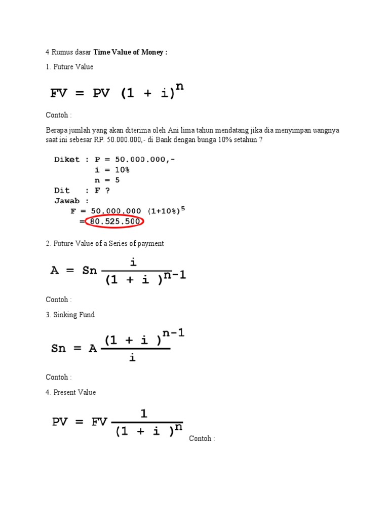 Time Value of Money Formulas and Examples | PDF
