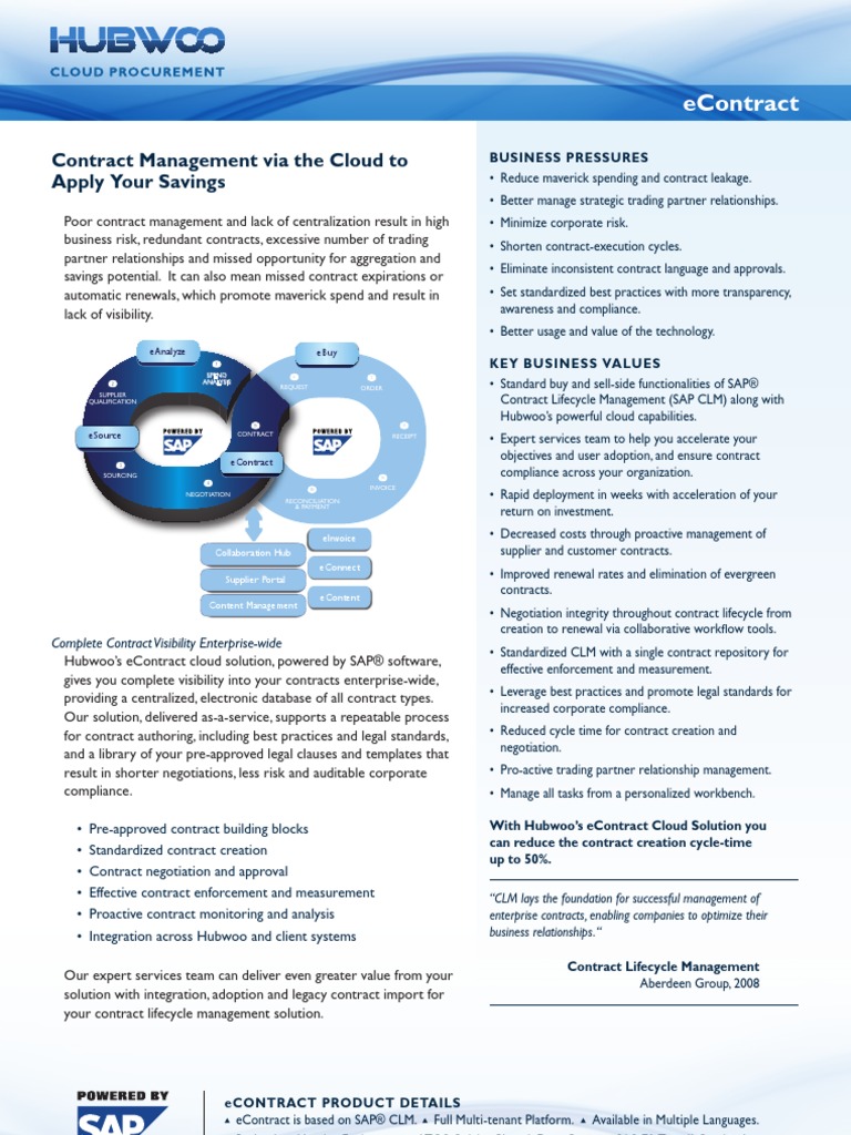 Hubwoo Econtract | PDF | Cloud Computing | Sap Se