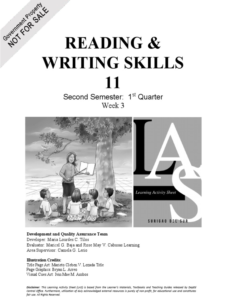 Reading & Writing Skills 11: Second Semester: 1 Quarter Week 3 | PDF ...